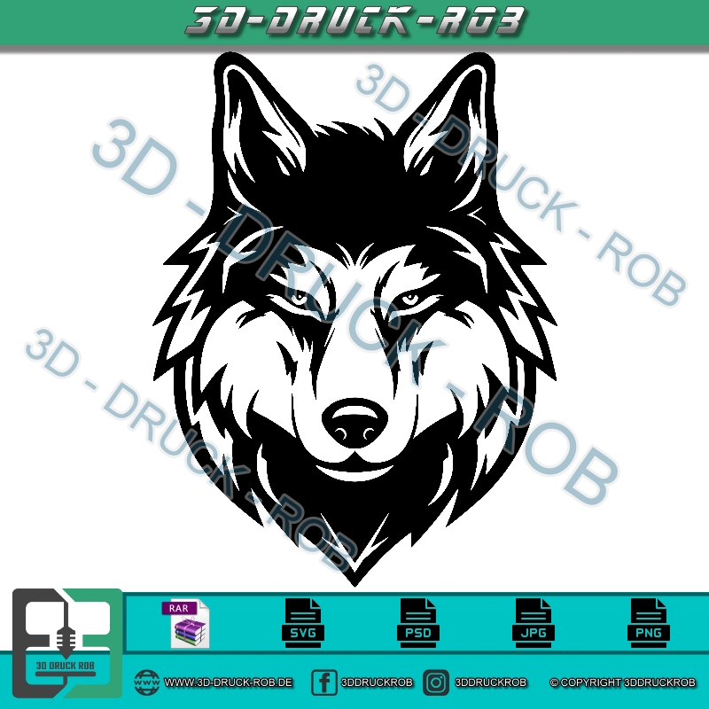 Wolf-01 SVG/JPG/PNG/PSD - 3D Druck Rob
